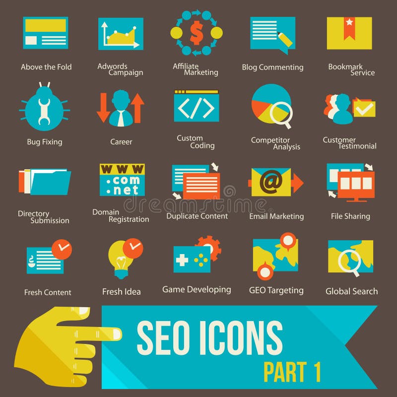 SEO icons set part 1 stock vector. Illustration of career - 39461308