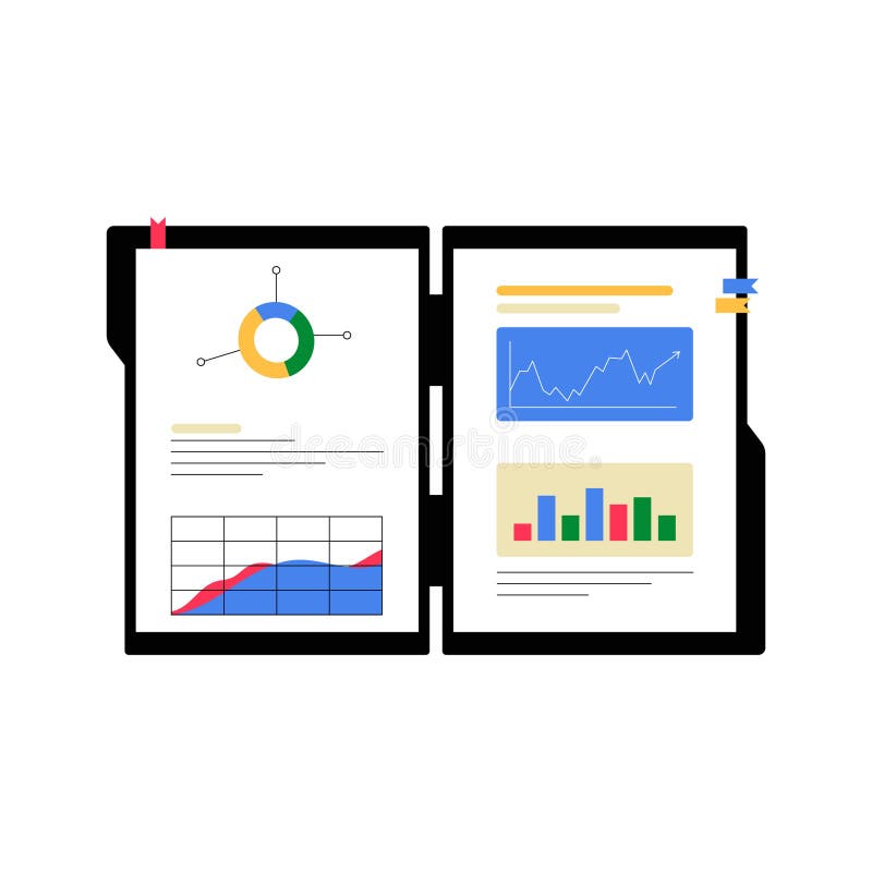 SEO Infographic with Charts and Graphs in Flat Vector Illustration ...