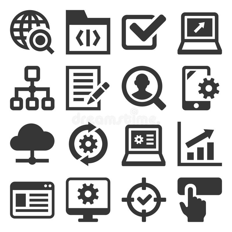 SEO and Internet Icons Set on White Background. Vector Stock Vector ...