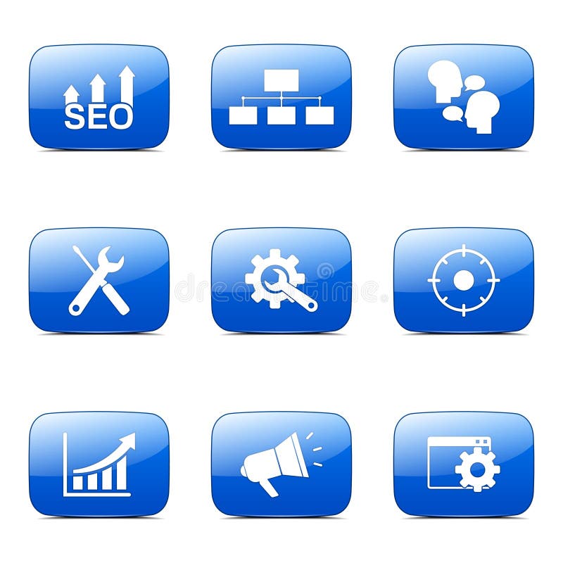 SEO Internet Sign Square Vector Blue Icon Set 5 Stock Vector ...