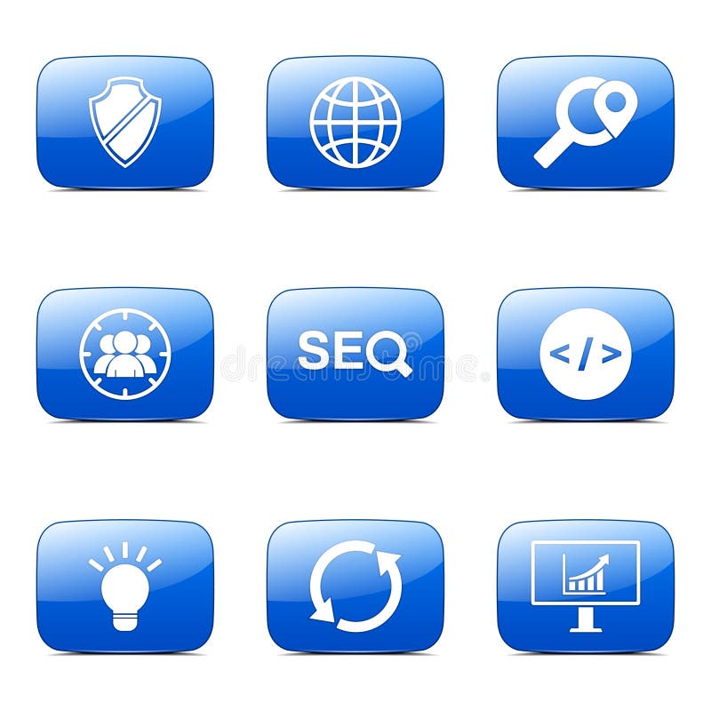 SEO Internet Sign Square Vector Blue Icon Set 2 Stock Vector ...