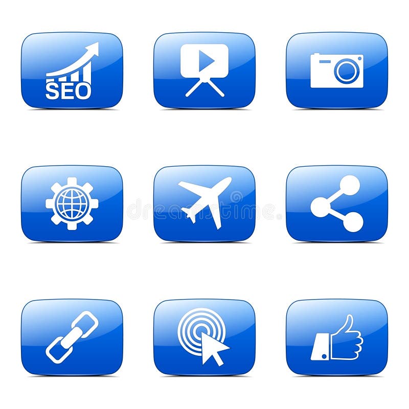 SEO Internet Sign Square Vector Blue Icon Set 1 Stock Vector ...