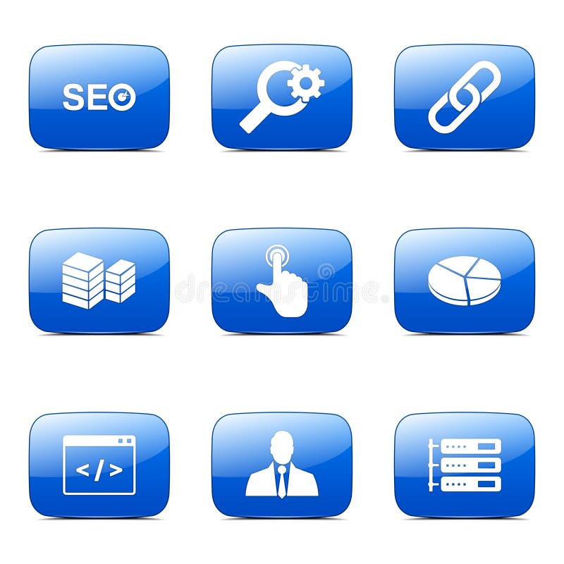 SEO Internet Sign Square Vector Blue Icon Set 11 Stock Vector ...