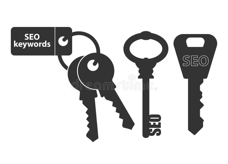 Keywords Concept with a Cartoon Key and Tag Stock Vector - Illustration ...