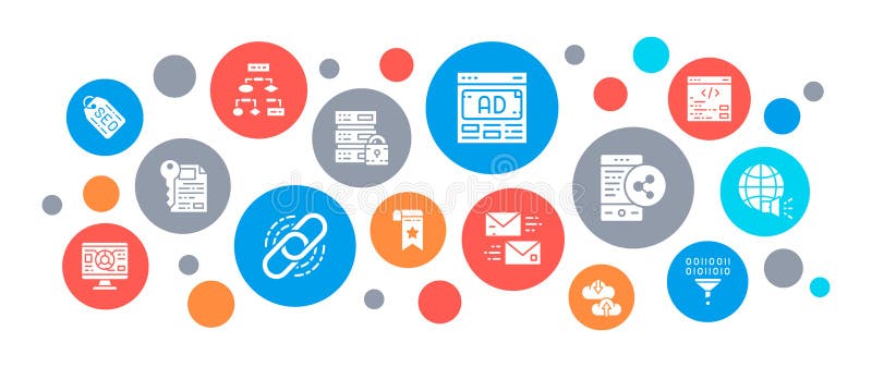 SEO Landing Page Layout. Bookmark, Hosting, Hyperlink, Advertisement ...