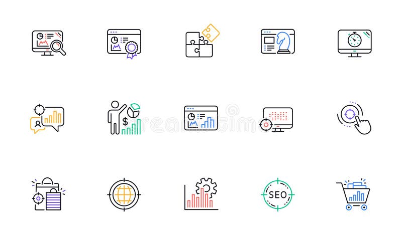 Seo Line Icons. Increase Sales, Business Strategy and Search ...