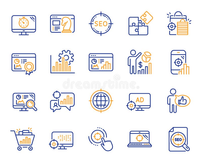 Seo Line Icons. Set of Increase Sales, Business Strategy and Website ...