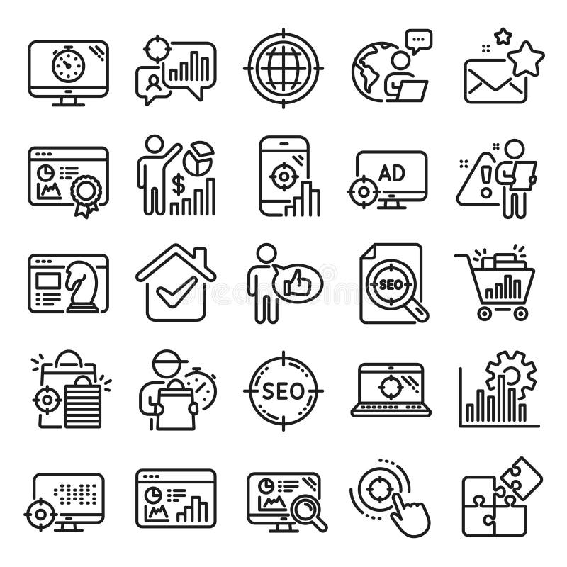 Seo Line Icons. Set of Increase Sales, Business Strategy and Website ...