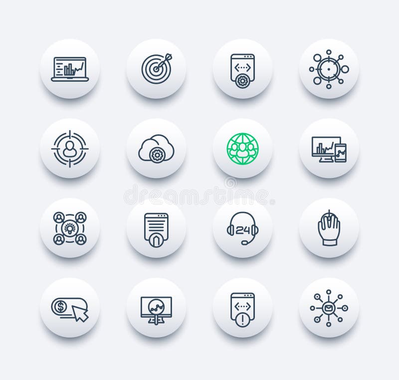 Seo Line Icons Set, Search Engine Optimization Stock Vector ...