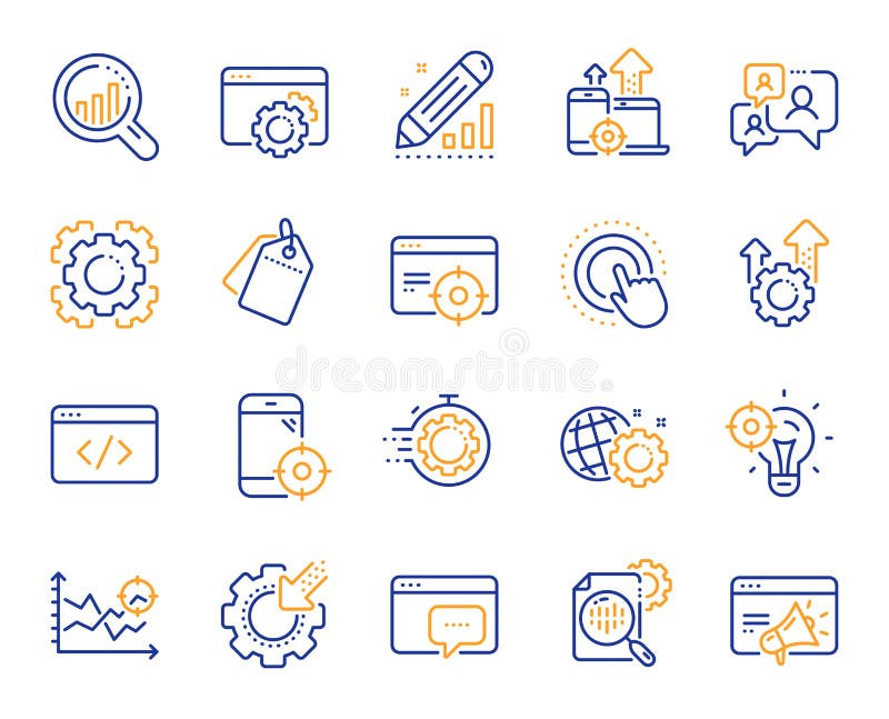 Seo Line Icons. Website Stats, Target and Increase Sales. Vector Stock ... Seo Line Icons. Website Stats, Target and Increase Sales. Vector Stock ...
