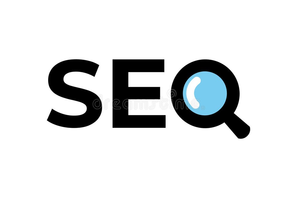 SEO Logo Fused with Magnifying Glass. Search Engine Optimization Stock ...