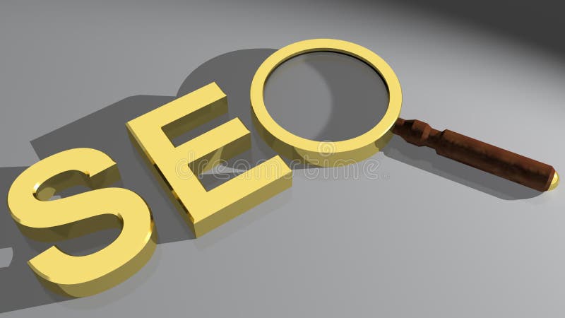 SEO with magnifier stock illustration. Illustration of internet - 31857135