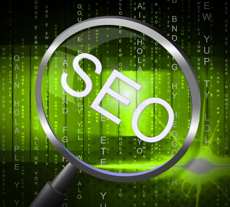 Seo Magnifier Shows Searches Website and Optimize Stock Illustration ...