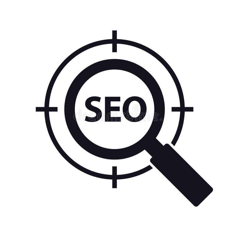 SEO Magnifying Glass Crosshair Search Engine Optimization Icon Stock ...