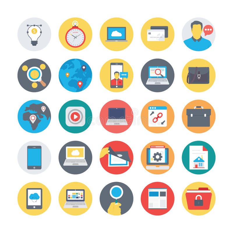 SEO and Marketing Colored Icons Icons 3 Stock Illustration ...