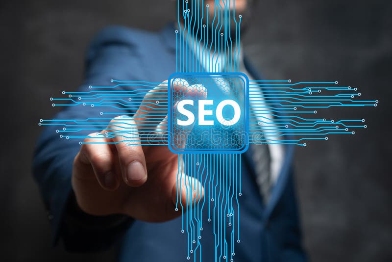 SEO in the motherboard stock photo. Image of outline - 266246868