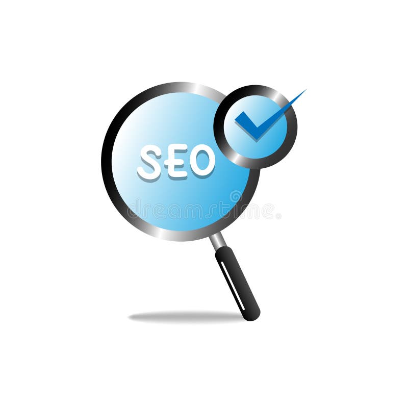 SEO Multi Color Logo with Magnifying Glass and Arrow. Stock Vector ...