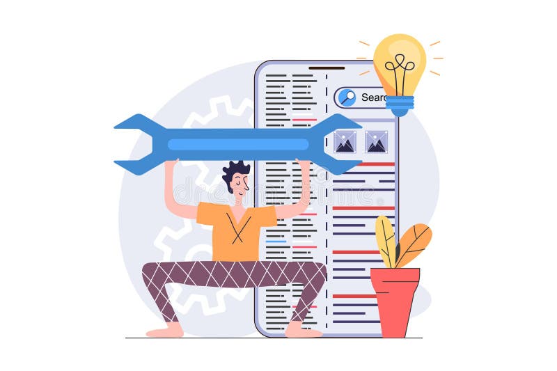 SEO Optimization Concept in Modern Flat Design for Web. Man Analyzing ... SEO Optimization Concept in Modern Flat Design for Web. Man Analyzing ...