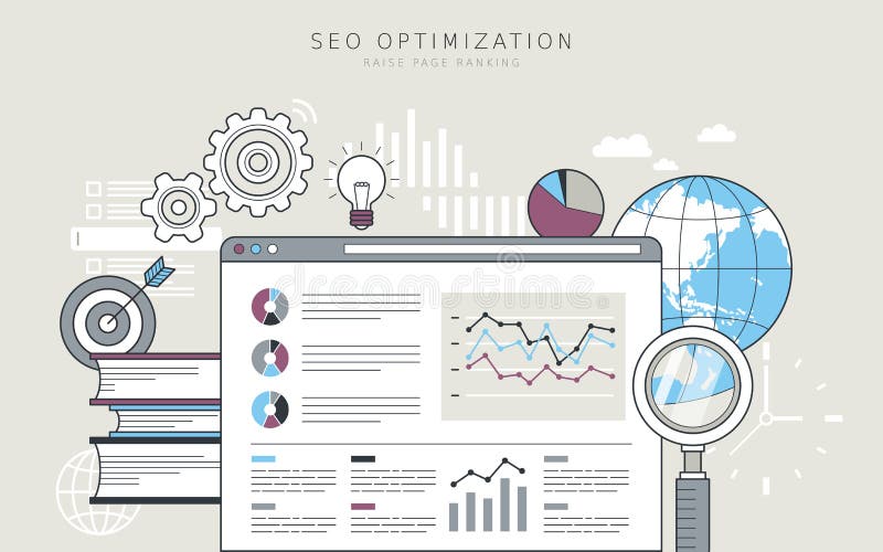 Flat Design Vector Concept of SEO Stock Vector - Illustration of improve, analytics: 58655030