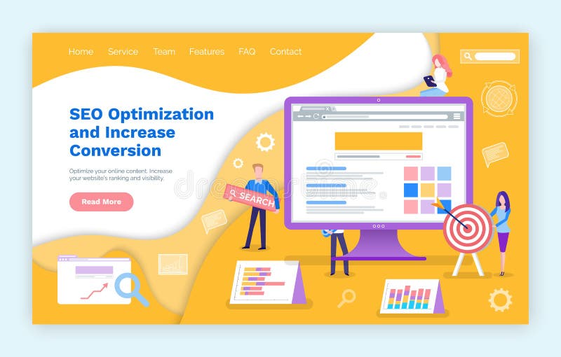 Seo Optimization Increase of Web Search Conversion Stock Vector ...