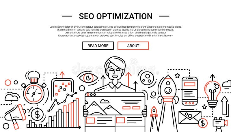SEO Optimization - Line Design Website Banner Temlate Stock Vector ...