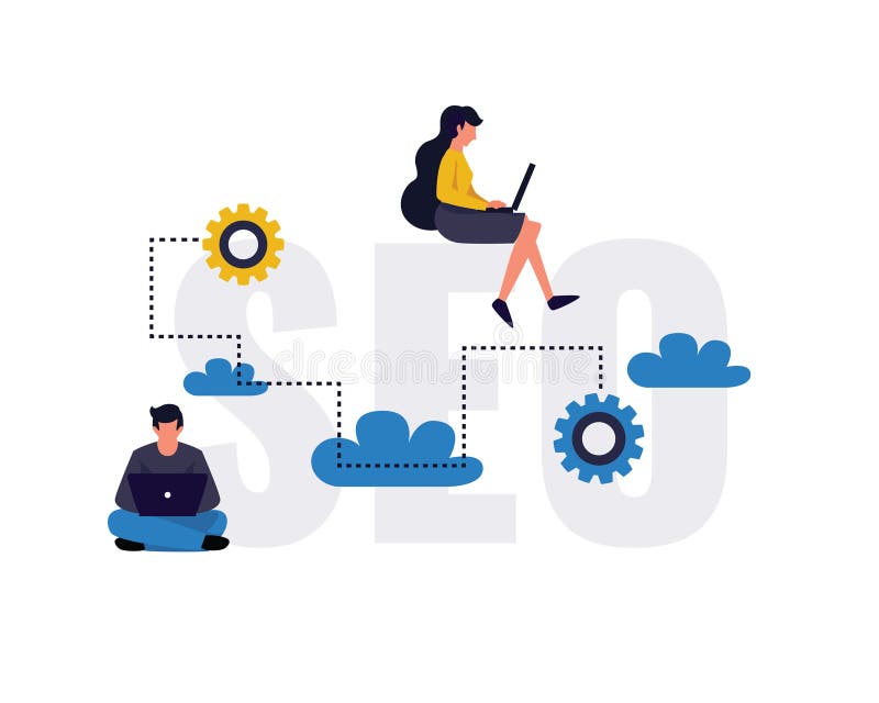 Seo Optimization Vector Illustration. Creative Modern Concept of People ...