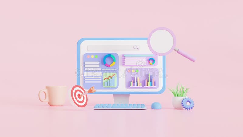 SEO Optimization Web, Analytics and Search and Aiming, SEO Marketing Concepts Stock Illustration ...