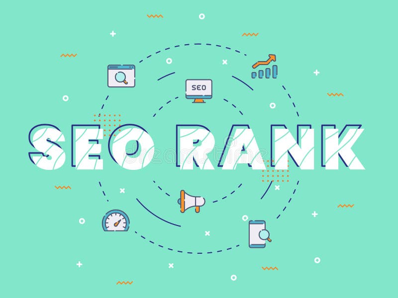 Seo Rank Typography with Color Outline Style Stock Vector ...