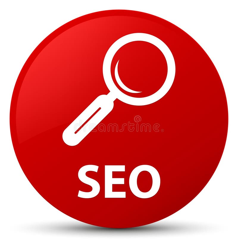 Seo red round button stock illustration. Illustration of glass - 100204450