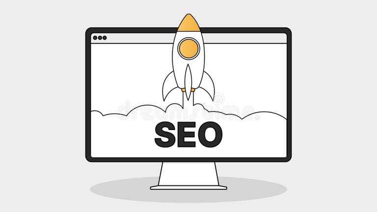SEO Rocket Launch Computer Concept Stock Vector - Illustration of ...