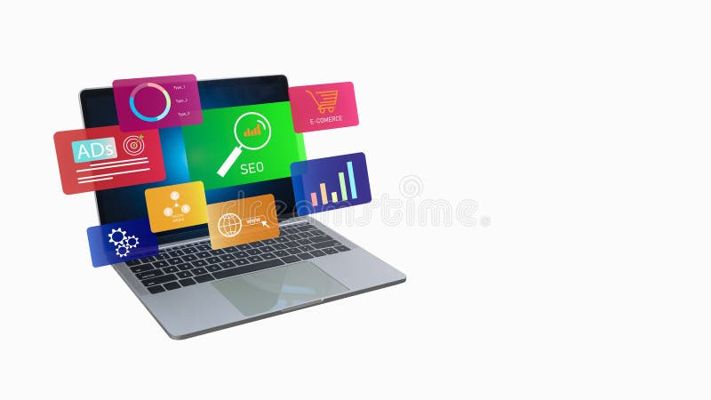 SEO Search Engine, Laptop Show Dashboard Screen Analyze SEO Search ...