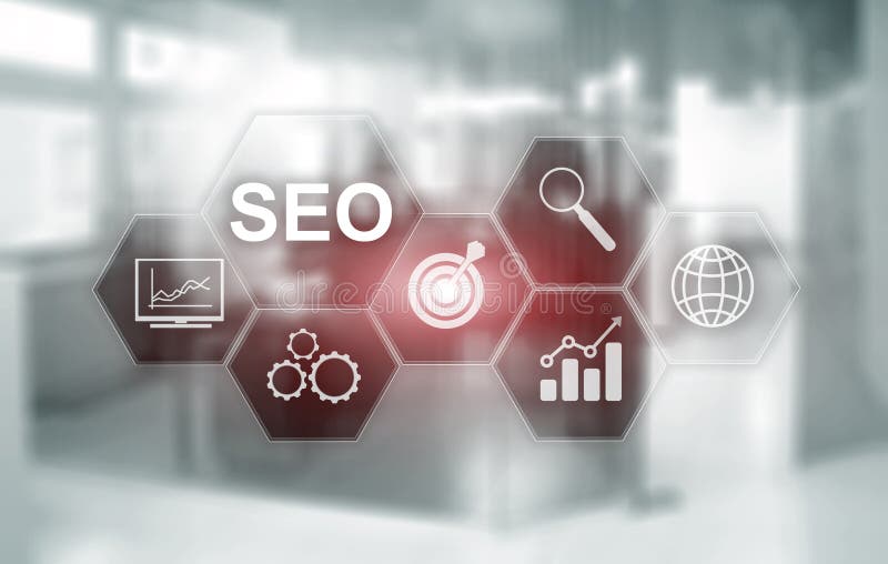 SEO. Search Engine Optimization. Business Technology on Blurred Office ...