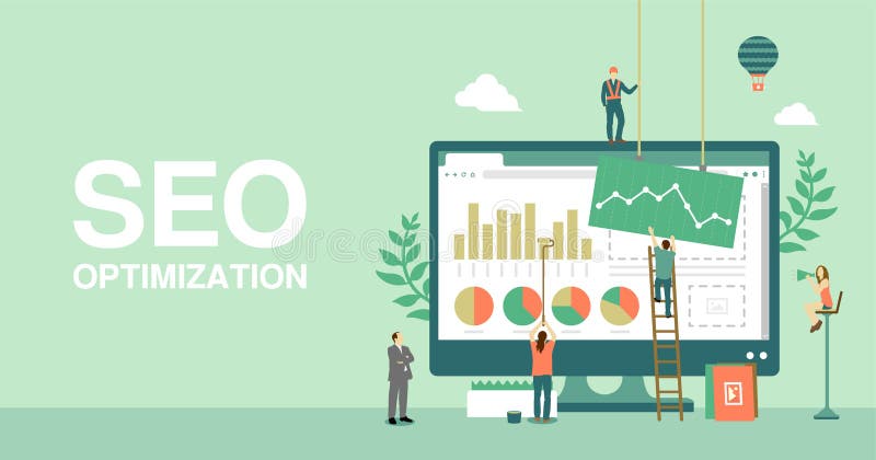 SEO Search Engine Optimization Concept Vector Banner Illustration Stock Vector - Illustration of ...