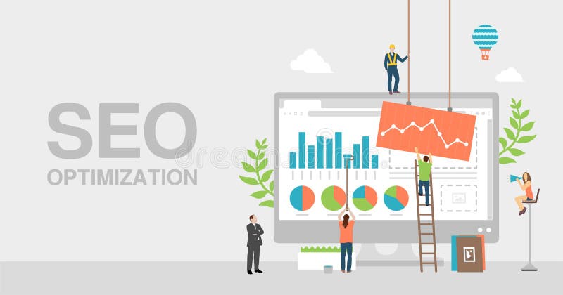 SEO Search Engine Optimization Concept Vector Banner Illustration Stock Vector - Illustration of ...