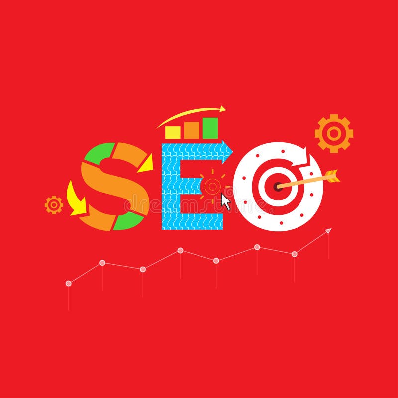 SEO. Search Engine Optimization SEO Illustration Concept. Red Color ...