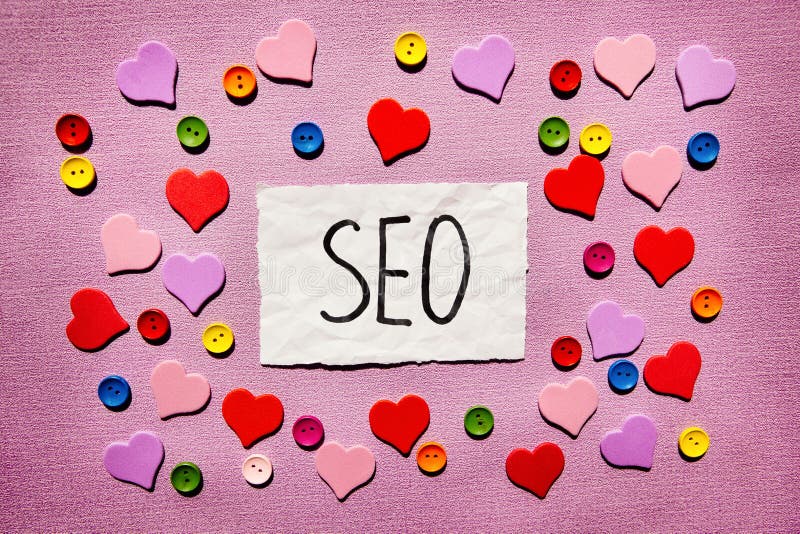 SEO - Search Engine Optimization, Text on Pink Background with Colorful ...