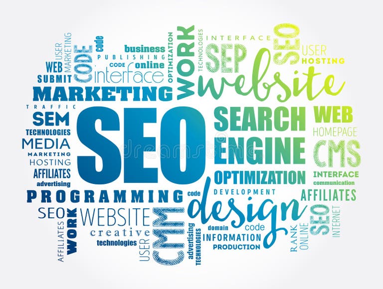 SEO Search Engine Optimization Word Cloud Collage, Technology Concept ...