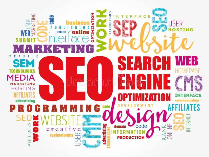 SEO (Search Engine Optimization) Word Cloud Stock Illustration ...