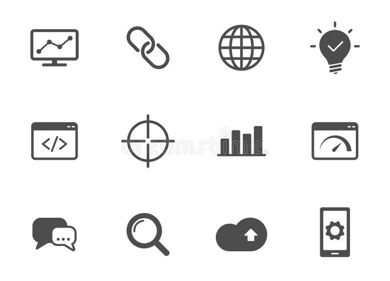 Seo Silhouette Vector Icons Isolated on White Stock Vector ...