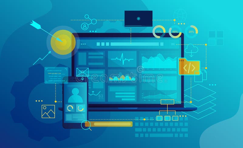 SEO Software Interface Flat Vector Illustration. Search Engine ...