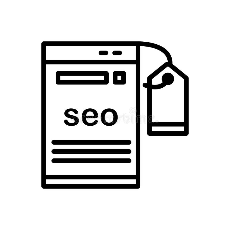 Black Line Icon for Seo, Tagging and Optimization Stock Vector ...