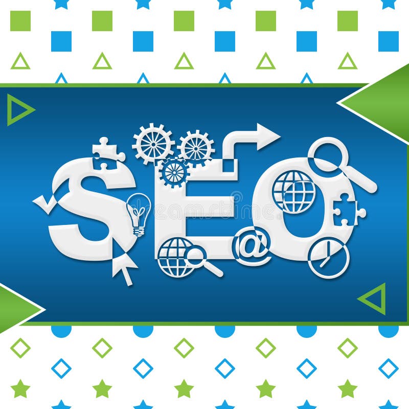 SEO - Search Engine Optimization Green Blue Basic Shapes Triangles ...
