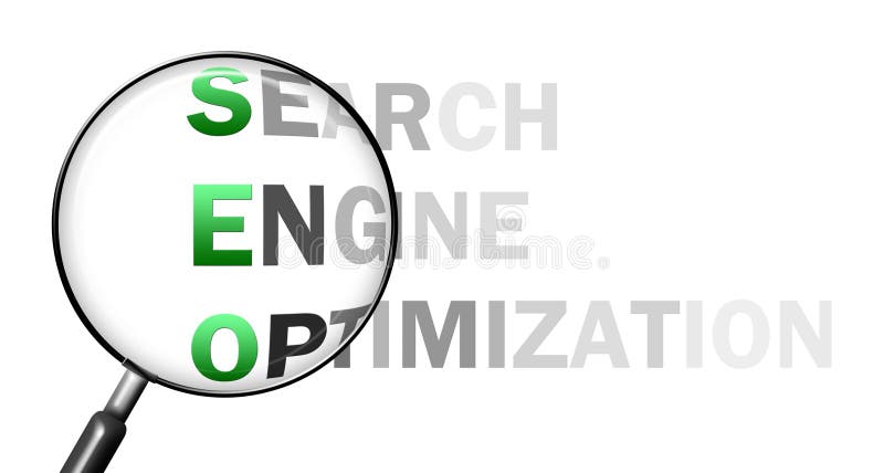 Seo a través de la lupa stock de ilustración. Ilustración de servicio ...