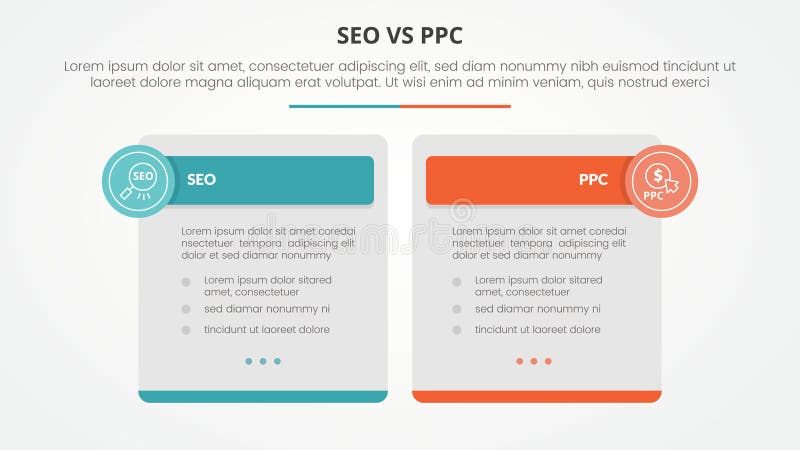 Seo Vs Ppc Advertising Comparison Opposite Infographic Concept for Slide Presentation with Big ...