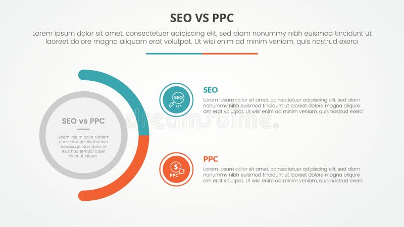 Seo Vs Ppc Advertising Comparison Opposite Infographic Concept for ...