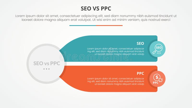 Seo Vs Ppc Advertising Comparison Opposite Infographic Concept for Slide Presentation with Big ...
