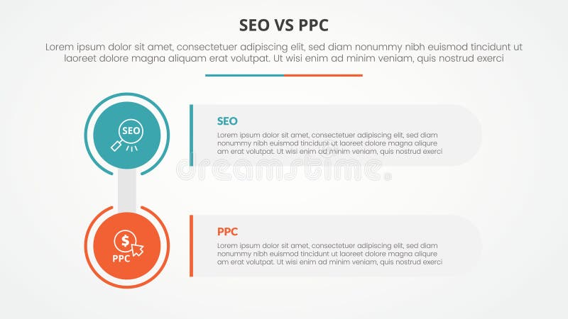 Seo Vs Ppc Advertising Comparison Opposite Infographic Concept for ...
