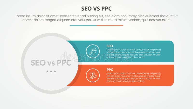 Seo Vs Ppc Advertising Comparison Opposite Infographic Concept for ...
