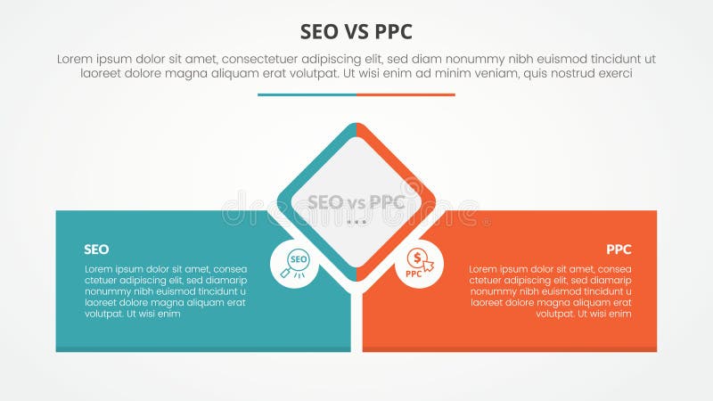 Seo Vs Ppc Advertising Comparison Opposite Infographic Concept for Slide Presentation with ...