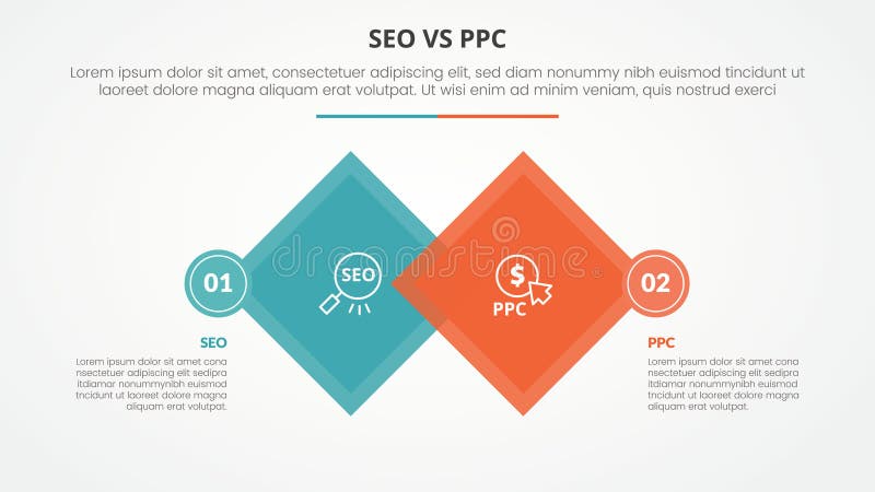 Seo Vs Ppc Advertising Comparison Opposite Infographic Concept for ...